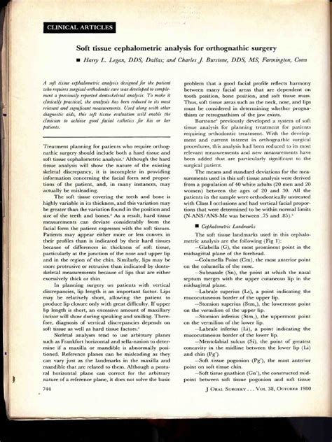 Soft Tissue Cephalometric Analysis For Orthognathic Surgery Pdf