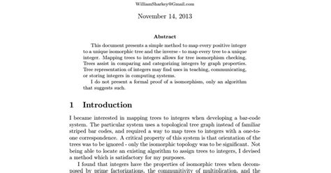integer tree isomorphism draft a r math