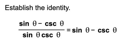 Solved Establish The Identity Chegg