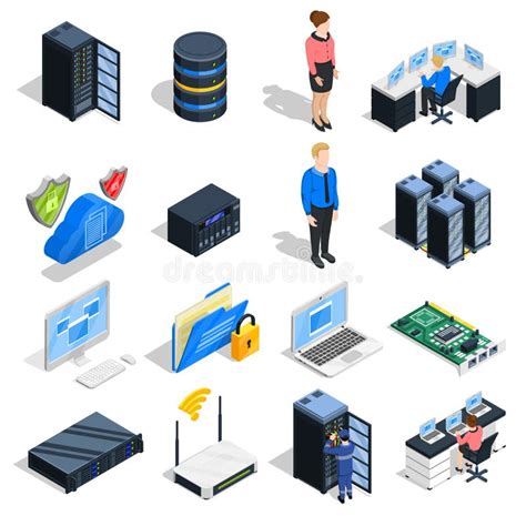 Datacenter Elements Icon Set Stock Vector Illustration Of Interface Connect 92283573