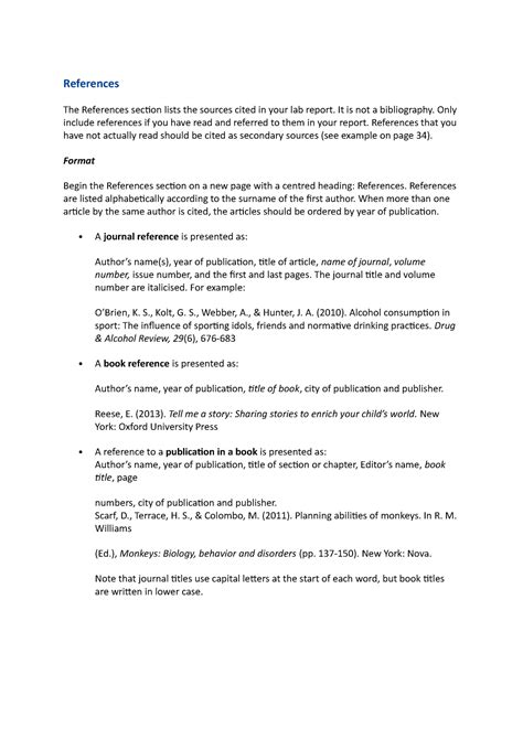 Reference Guide Apa6 References The References Section Lists The Sources Cited In Your Lab
