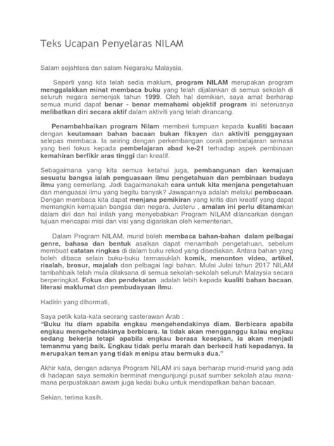 Contoh Teks Ucapan Penyelaras Program Jeanmcymann