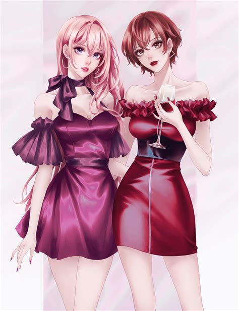 Megurine Luka And Meiko Vocaloid Drawn By Sapphirez Danbooru