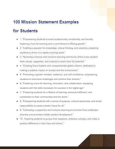 200 Mission Statement Examples For Students How To Write Guide