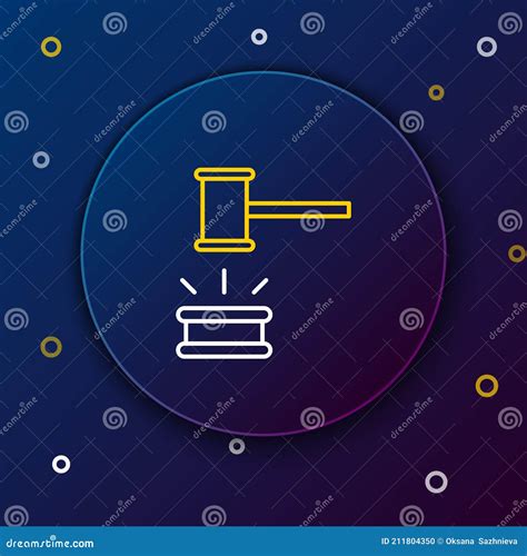 Line Judge Gavel Icon Isolated on Blue Background. Gavel for Adjudication of Sentences and Bills ...