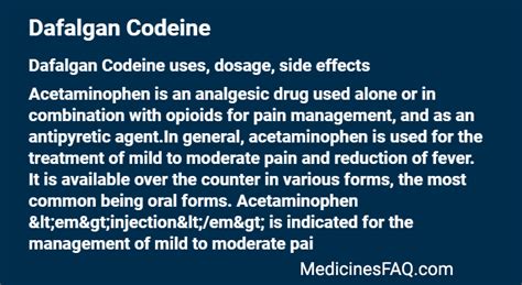 Dafalgan Codeine Uses Dosage Side Effects Food Interaction And Faq