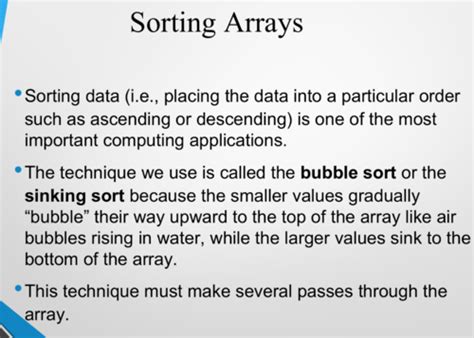 Programming 2 2 Sorting And Arrays Flashcards Quizlet