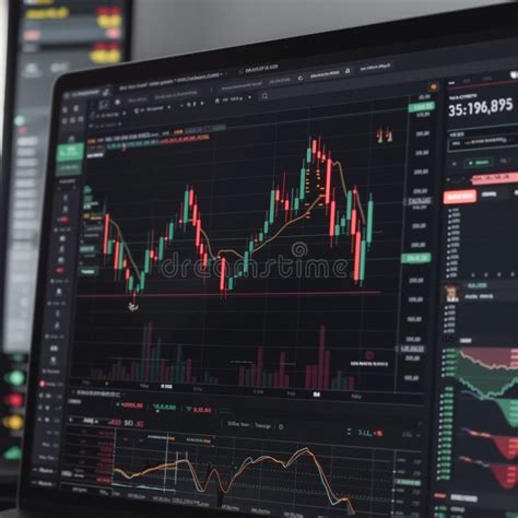 Stock Market Analysis On Laptop Screen Financial Charts Data