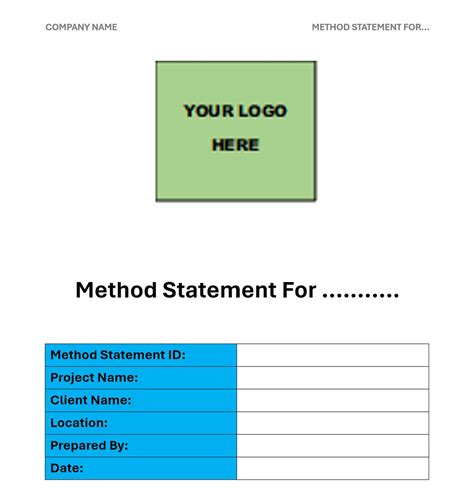 Blank Method Statement Template Fully Customisable Editable