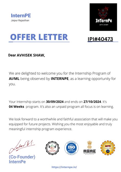 Avhisek Shaw On Linkedin Excited To Join Internpe As An Intern Eager To Hone My Skills Expand My