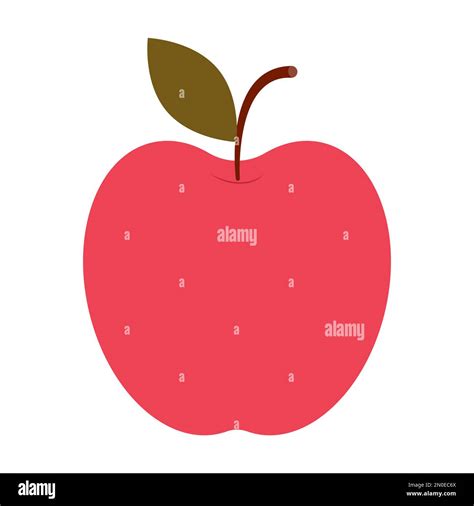 Simple Red Apple In Flat Design Fruit Icon Vector Stock Vector Image