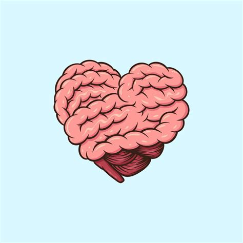 Vector De Dibujos Animados Completo Cerebro En Forma De Corazón