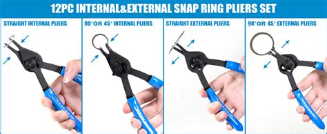 Smotivepro 12 Piece Versatile Retaining Snap Ring Pliers Setheavy Duty Fixed Tip Combination