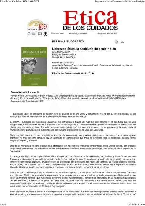 Pdf Liderazgo Ético La Sabiduría De Decidir Bien De Alfred Sonnenfeld
