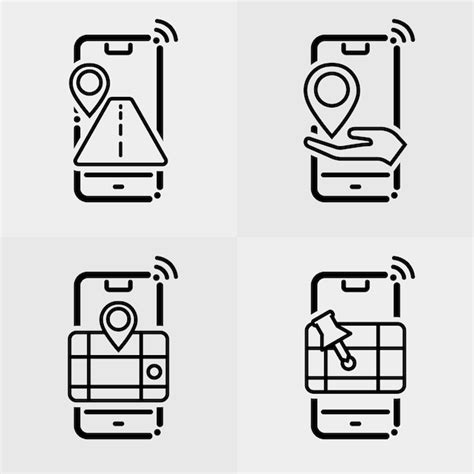 Premium Vector Smartphone With Map And Navigation Line Icons