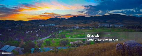 Pocatello City Sunrise Skyline Landscape Over The Red Hill Observation