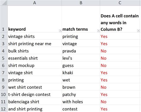 Excel Formula Find If ANY Word In A Multi Worded Cell Matches ANY Word In A List Of Words In A