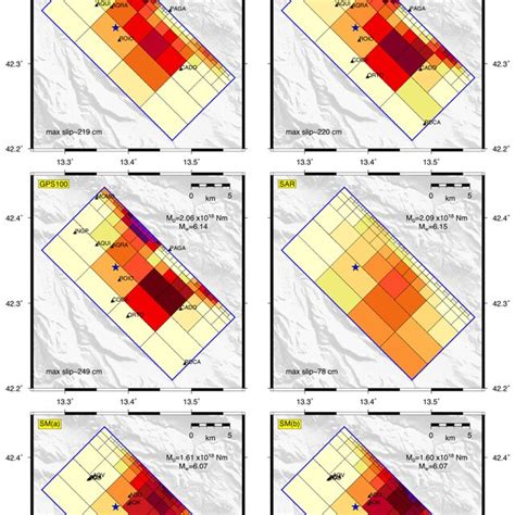 Source Models Obtained From The Single Inversions Of Gps Insar And Sm