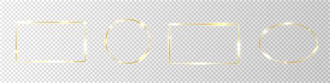 투명한 배경에 금빛 빛나는 프레임 황금 테두리 세트 샤인 럭셔리 스퀘어 서클 디자인 요소 웨딩 장식 크리스마스 라인 보더 매직