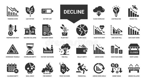 Decline Themed Icons Forms Reduction Failure Deterioration Setback