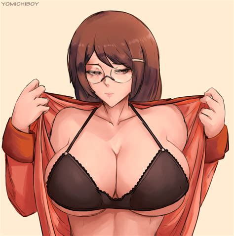 Rule 34 1girls Bakemonogatari Black Bra Bra Breasts Brown Hair Cleavage Expressionless Female