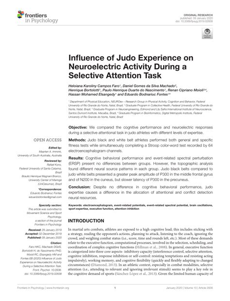 Pdf Influence Of Judo Experience On Neuroelectric Activity During A Selective Attention Task