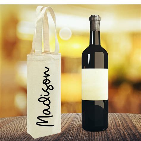 Custom Name Wine Tote Personalized Wine Tote Christmas Wine Bag