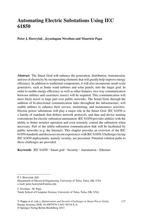 Pdf Automating Electric Substations Using Iec 61850