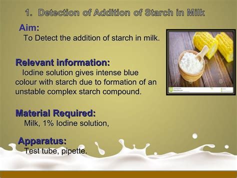 Adulteration And Detection Test On Milk Ppt