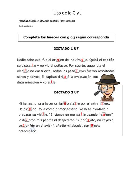 Uso De La G Y J Ejercicios Resueltos Pdf