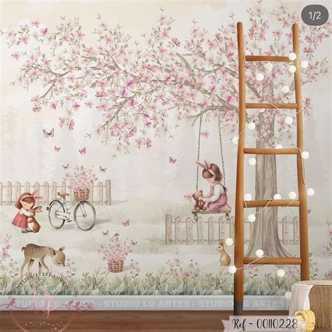 Papel De Parede Meninas No Jardim Elo7 Produtos Especiais