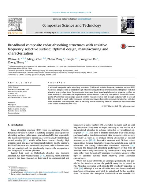 Pdf Broadband Composite Radar Absorbing Structures With Resistive Frequency Selective Surface