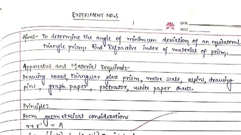 Physics Xii Practical Experiment 5 Refractive Index And Minimum