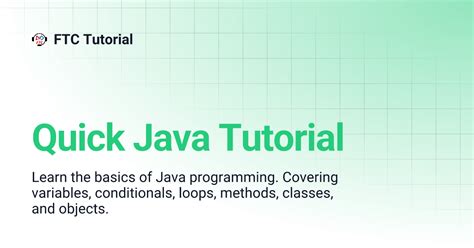 Quick Java Tutorial Ftc Tutorial