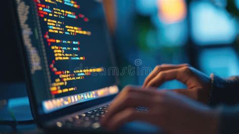 Programmer Immersed In Late Night Coding Session AIG Stock Photo Image Of Developer Digital