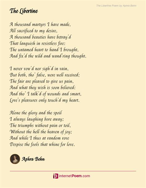 The Libertine Poem By Aphra Behn