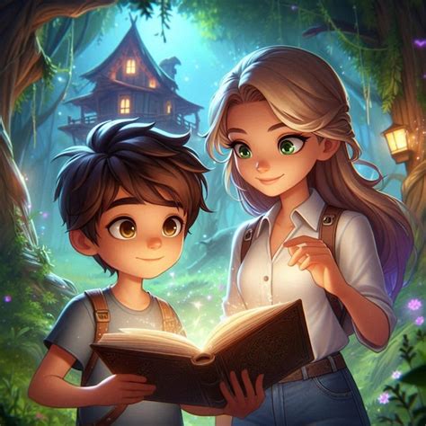 Premium Photo A Picture Of A Girl And A Boy Reading A Book