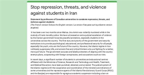 Marjan Alavi Phd P Eng Smieee On Linkedin Stop Repression Threats And Violence Against