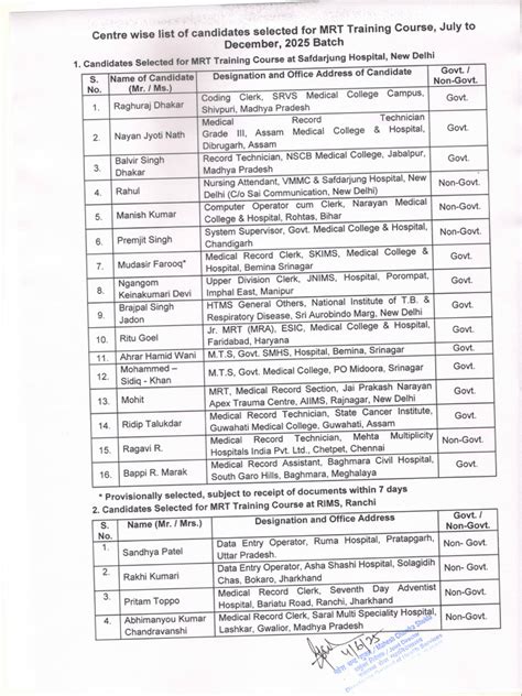 Mrt Training Course July To December 2025 Batch Pdf