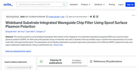 Wideband Substrate Integrated Waveguide Chip Filter Using Spoof Surface Plasmon Polariton