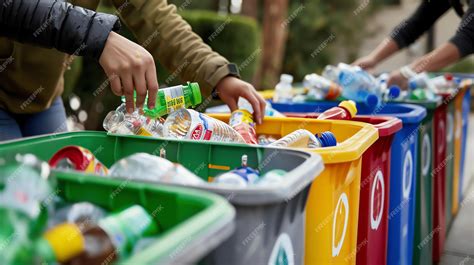 Premium Photo People Sorting Plastic Bottles Into Different Colored