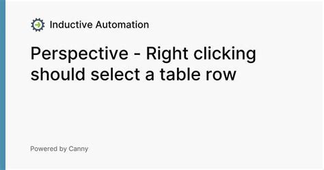selecting a perspective table row with right click ignition