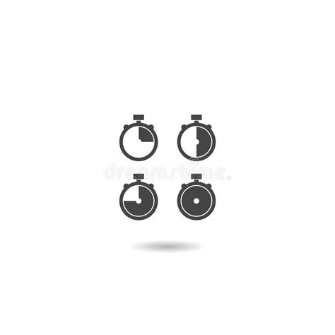 Clock Icon Set Timer Clock Logo With Shadow Stock Vector
