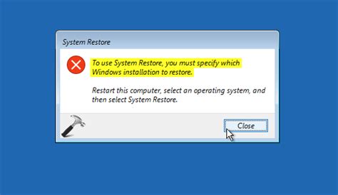 Fix To Use System Restore You Must Specify Which Windows