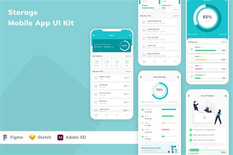 storage mobile app ui kit ui kits and libraries ~ creative market