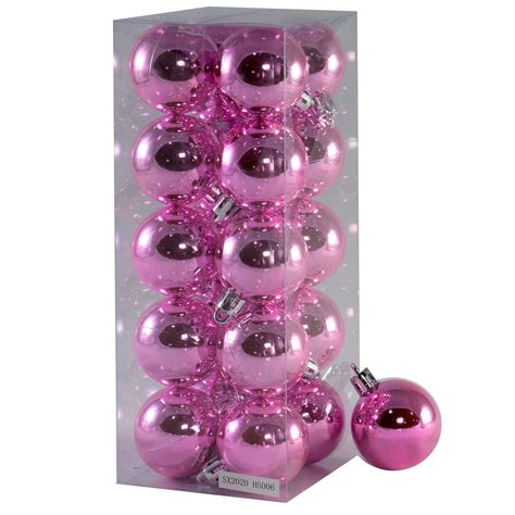 Lot De 20 Boules Brillantes Design De Noël 4x4x4cm Couleur Rose Dam Leroy Merlin