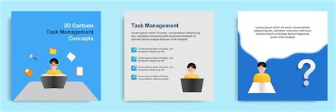 소셜 미디어 튜토리얼 팁 3d 만화 연구 읽기 책 연구에서 배너 레이아웃 템플릿 게시 프리미엄 벡터