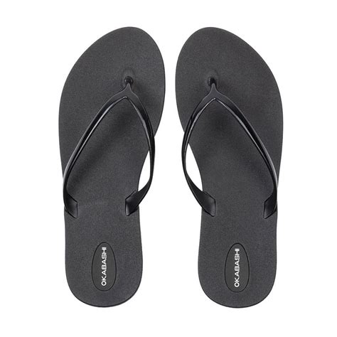 Okabashi Shoreline Slim Womens Flip Flops Blackblack 6