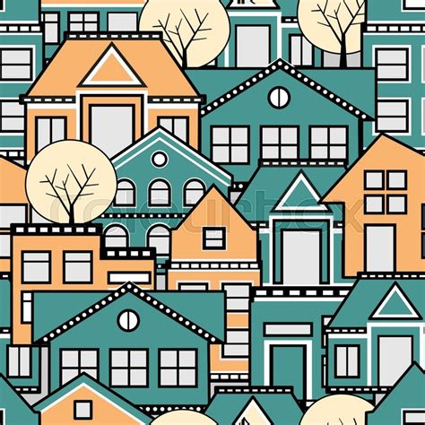 Seamless City Pattern The Structural Stock Vector Colourbox