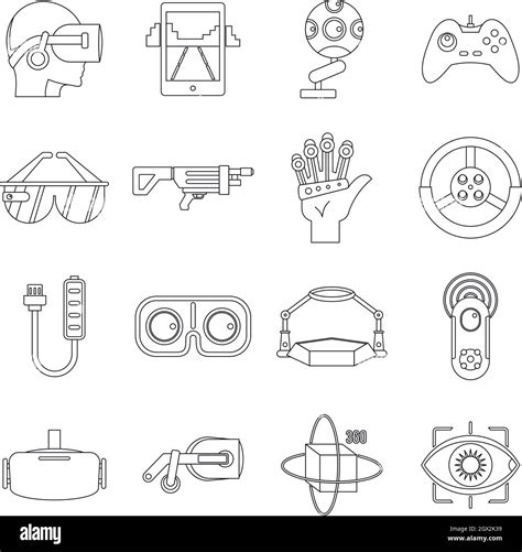 Virtual Reality Icons Set Outline Style Stock Vector Image And Art Alamy